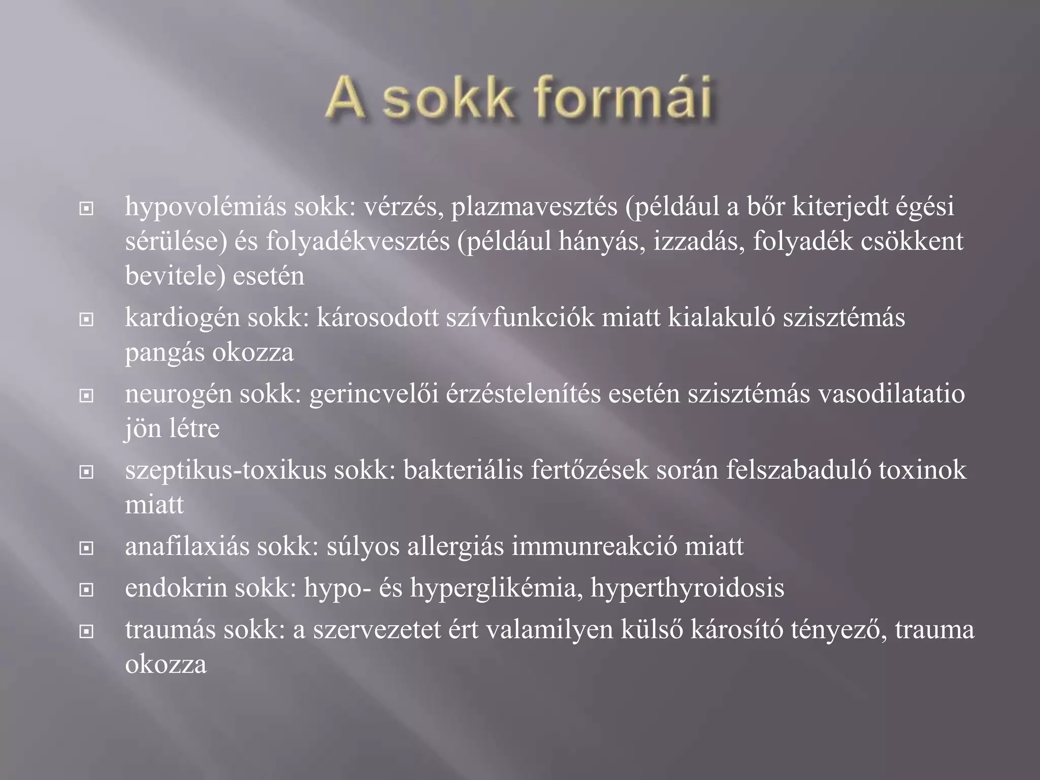 Sokk, sokkos állapot | PPTX