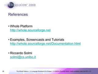 The Whole Platform A Language Workbench for Eclipse | PPT