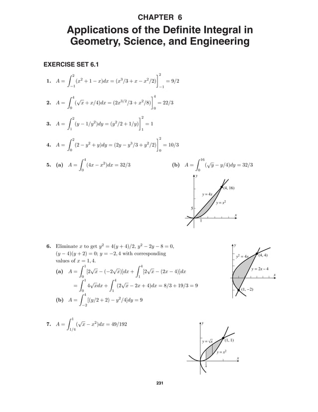 Solution Manual : Chapter - 06 Application of the Definite Integral in Geometry, Science, and ...