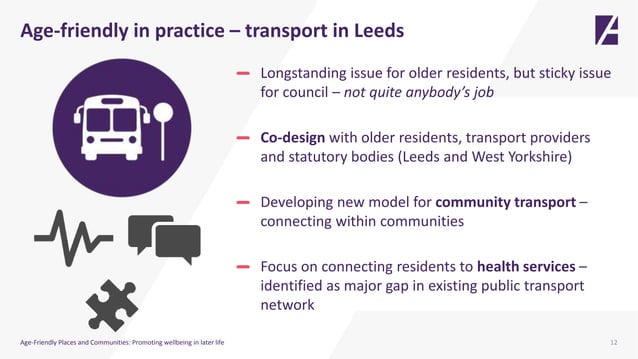 Age-friendly places and communities:Promoting wellbeing in later life | PPT