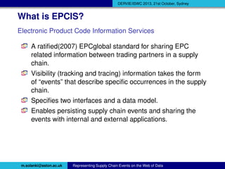 Representing Supply Chain Events on the Web of Data | PPT