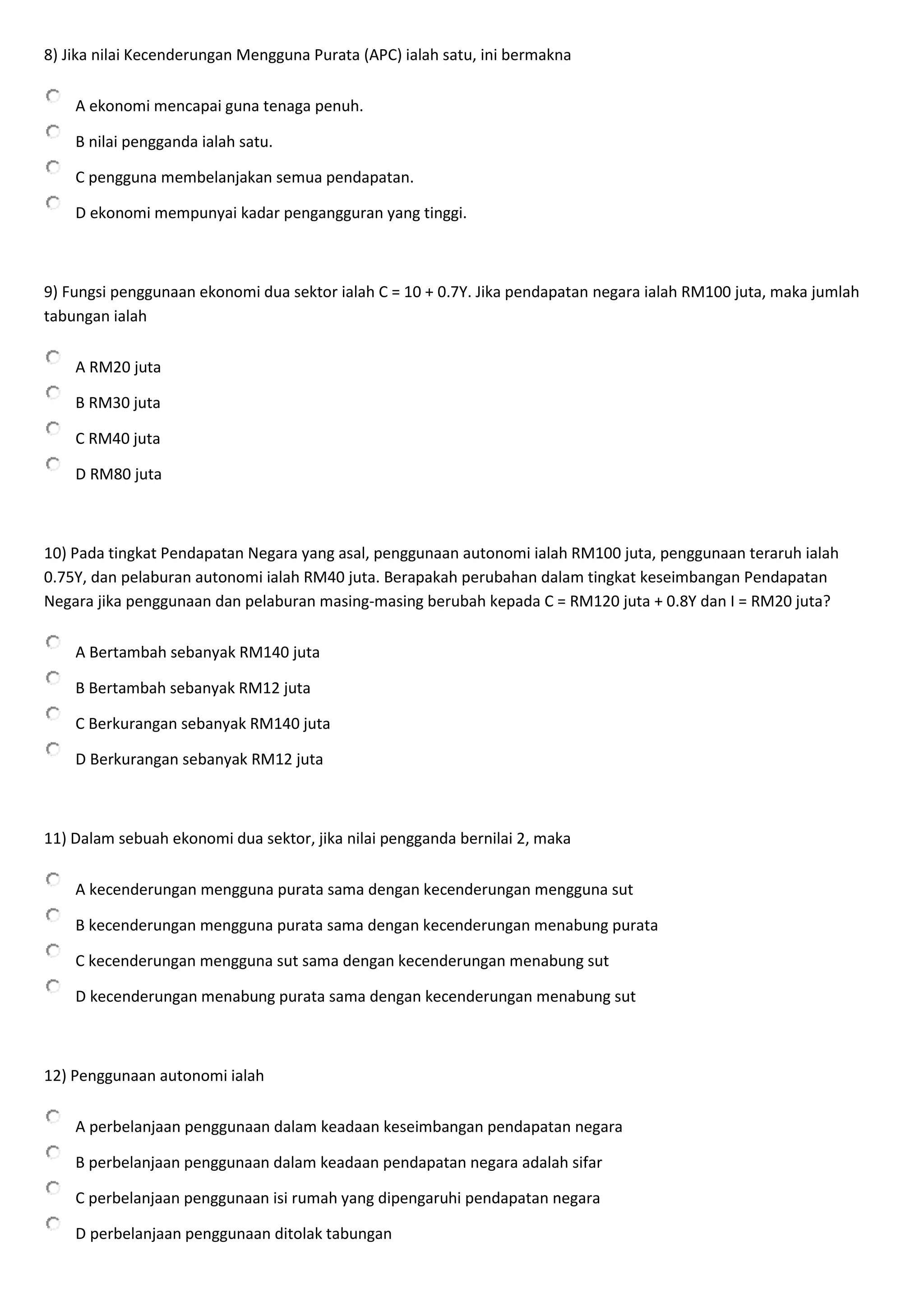 Solan kuiz (keseimbangan pendapatan negara) | PDF
