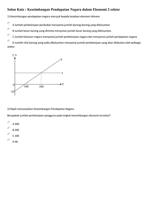 Solan kuiz (keseimbangan pendapatan negara) | PDF
