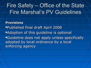 Solar PV fire safety | PPT