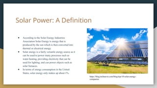 Solar Power Presentation 21.2 - Clean Energy today | PPT