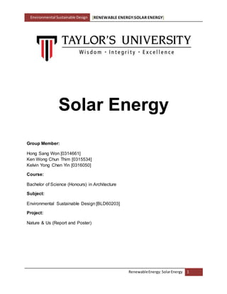 Solar Energy Report | DOCX
