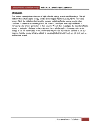 Solar energy-report | DOCX | Gas and Electric | Home Utilities