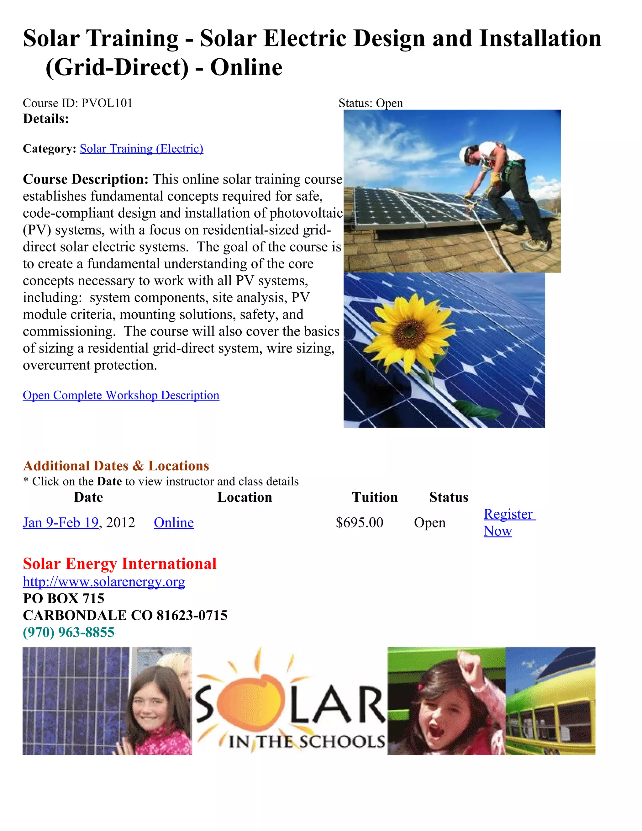 Solar Energy Training Class | PDF