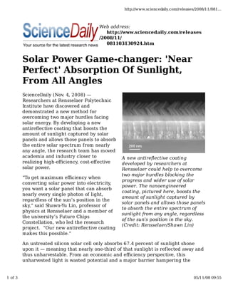 Solar Power Game Changer | PDF