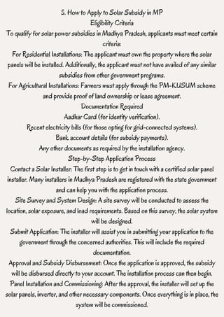 Solar Power Subsidy in Madhya Pradesh 2024: A Comprehensive Guide | PDF