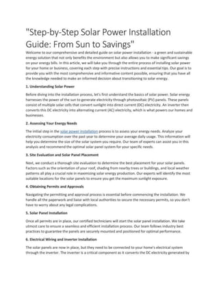 Solar Power Installation | PPT