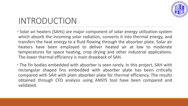 Solar air heater : Thermal performance analysis.pptx