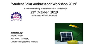 Solar ambassador workshop | PPTX