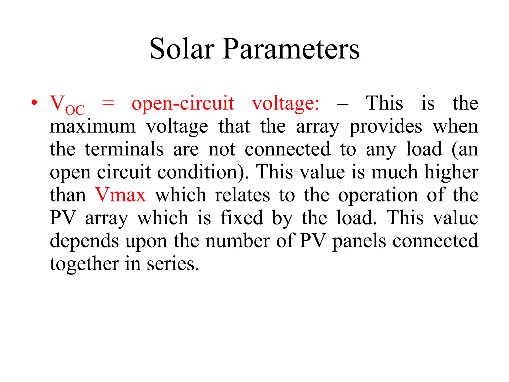 Photovoltaic system, solar array, equivalent circuits, characteristics ...