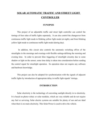 Solar automatic traffic and street light controller | DOC