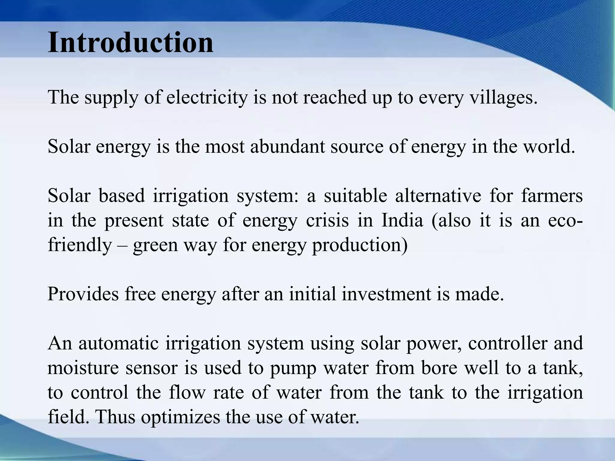 Solar Based Irrigation System | PPTX