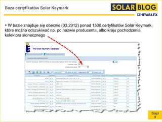 Solar Keymark Certyfikat | PDF