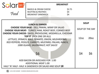 Solar Cafe Menu | PDF
