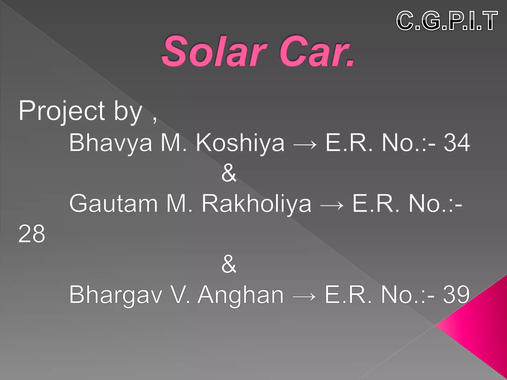 Solar Car Working Model | PPTX