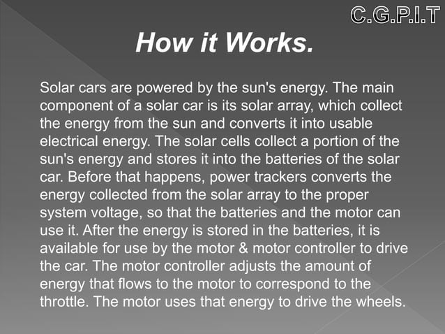 Solar Car Working Model | PPT