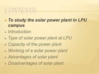 Solar POWER PLANT case study In LPU | PPTX
