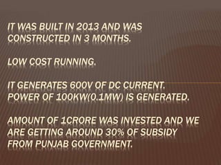 Solar POWER PLANT case study In LPU | PPTX
