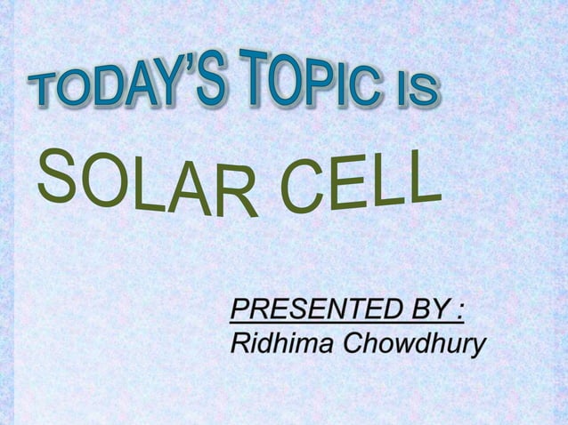 Solar Cell | PPT