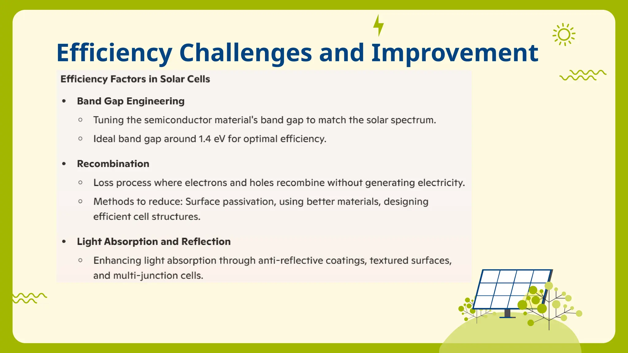 Role of chemistry in Efficiency Improvement in solar cell | PPT