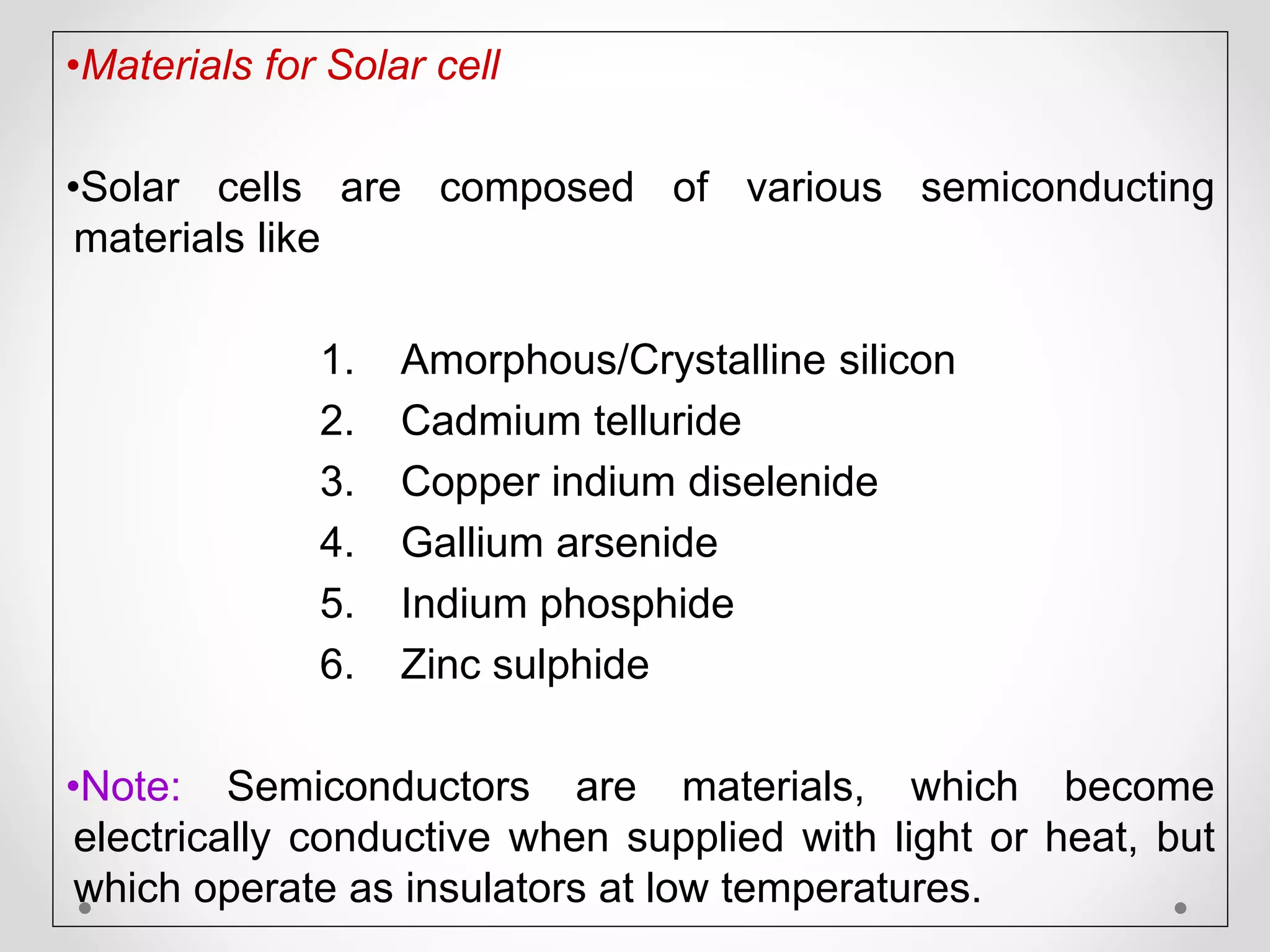 Solar cell materials me | PPTX