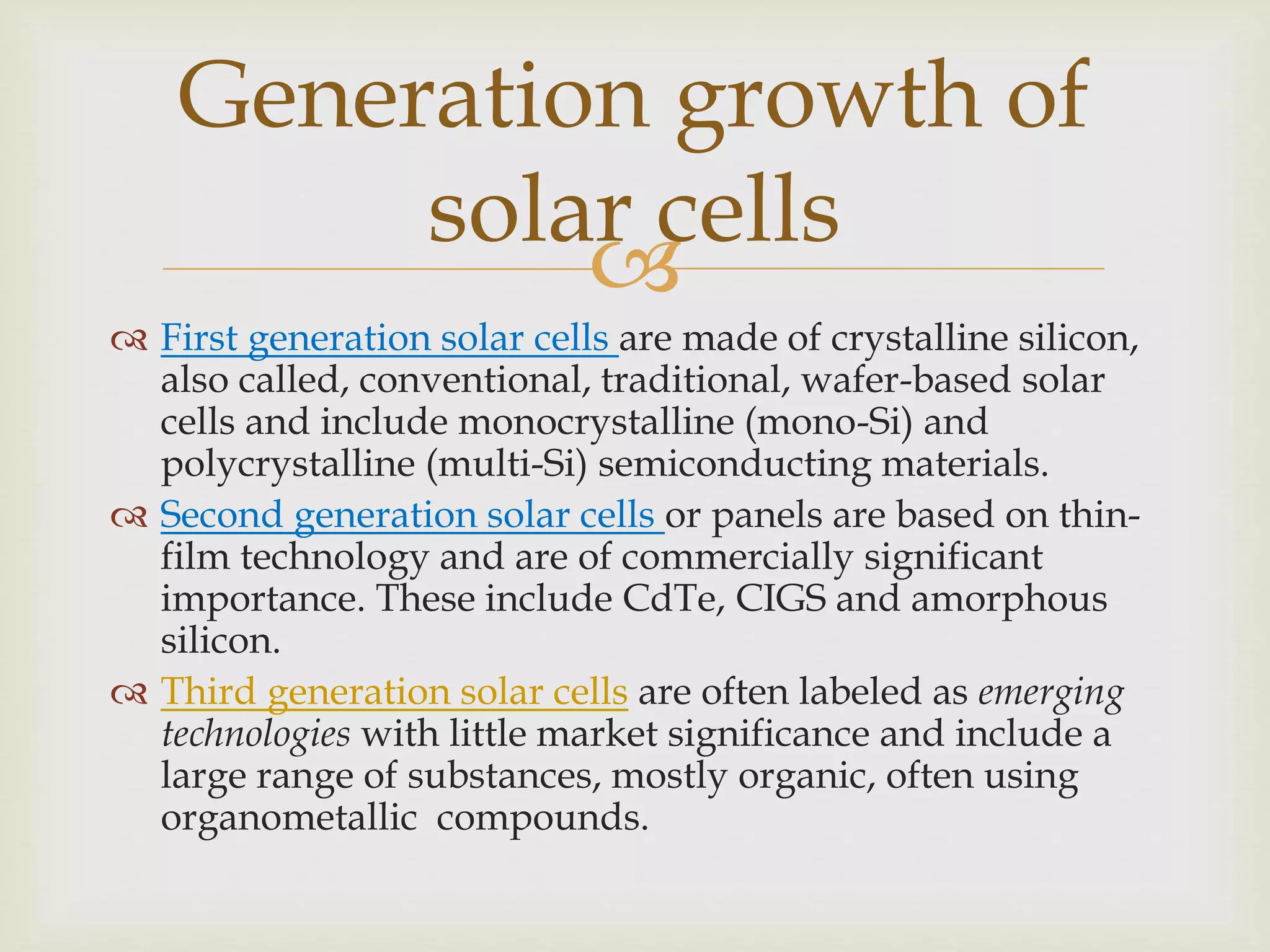 Solar cell materials me | PPTX