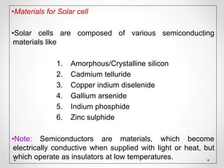 Solar cell materials me | PPTX