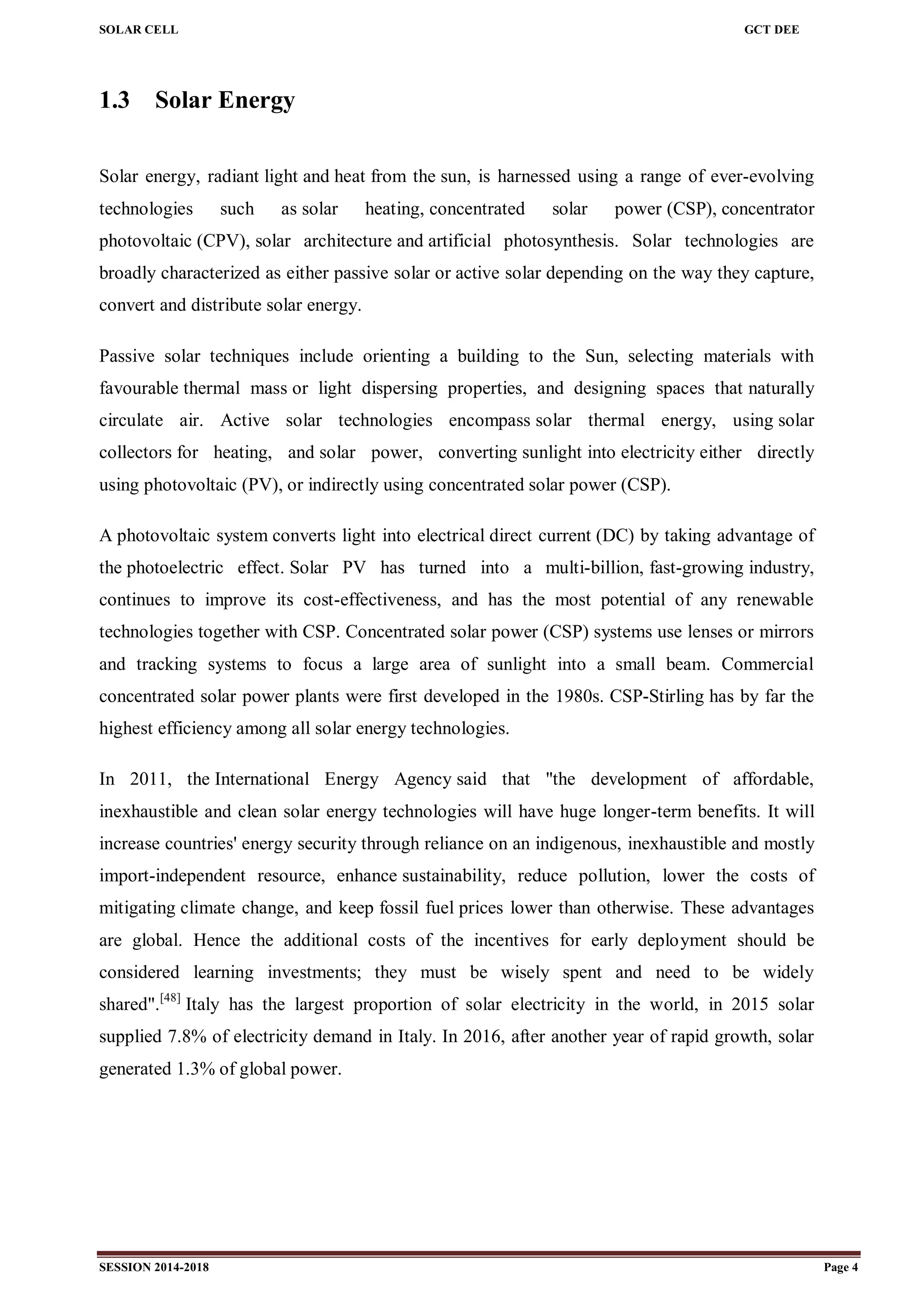 Solar cell report | PDF
