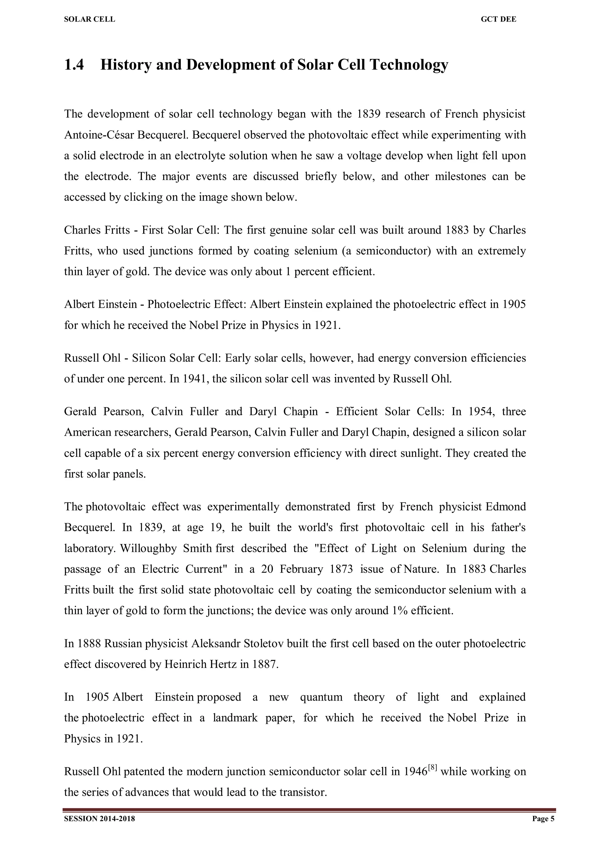 Solar cell report | PDF