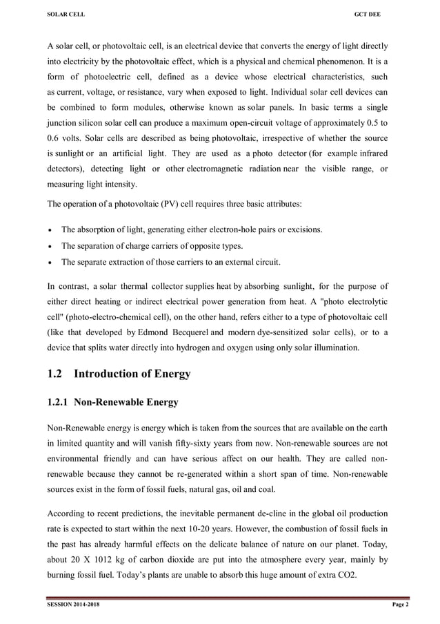 Solar cell report | PDF