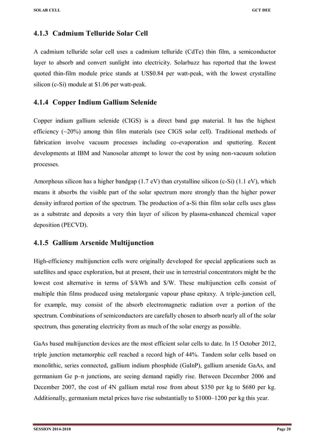 Solar cell report | PDF