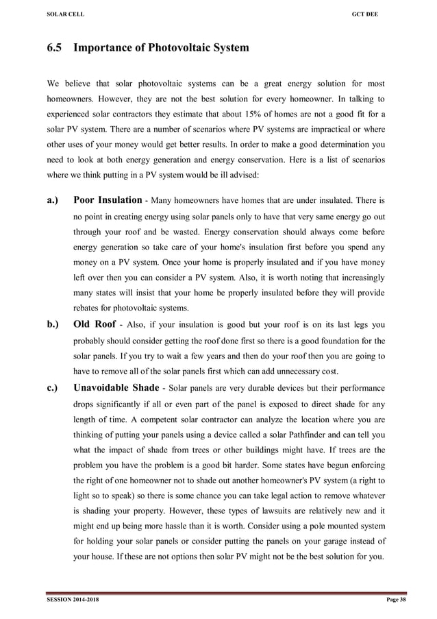 Solar cell report | PDF