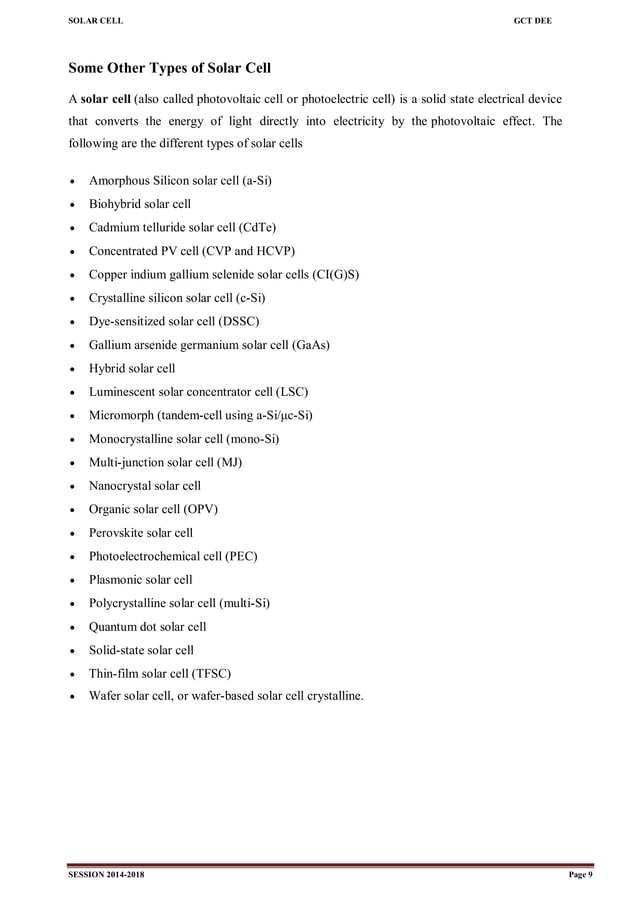 Solar cell report | PDF