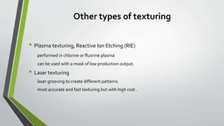 Solar cells fabrication and surface processing | PPTX