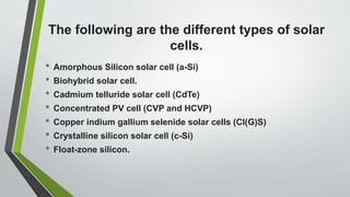 Solar cells fabrication and surface processing | PPTX