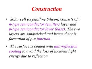 Solar cells or photo voltoic cells | PPTX