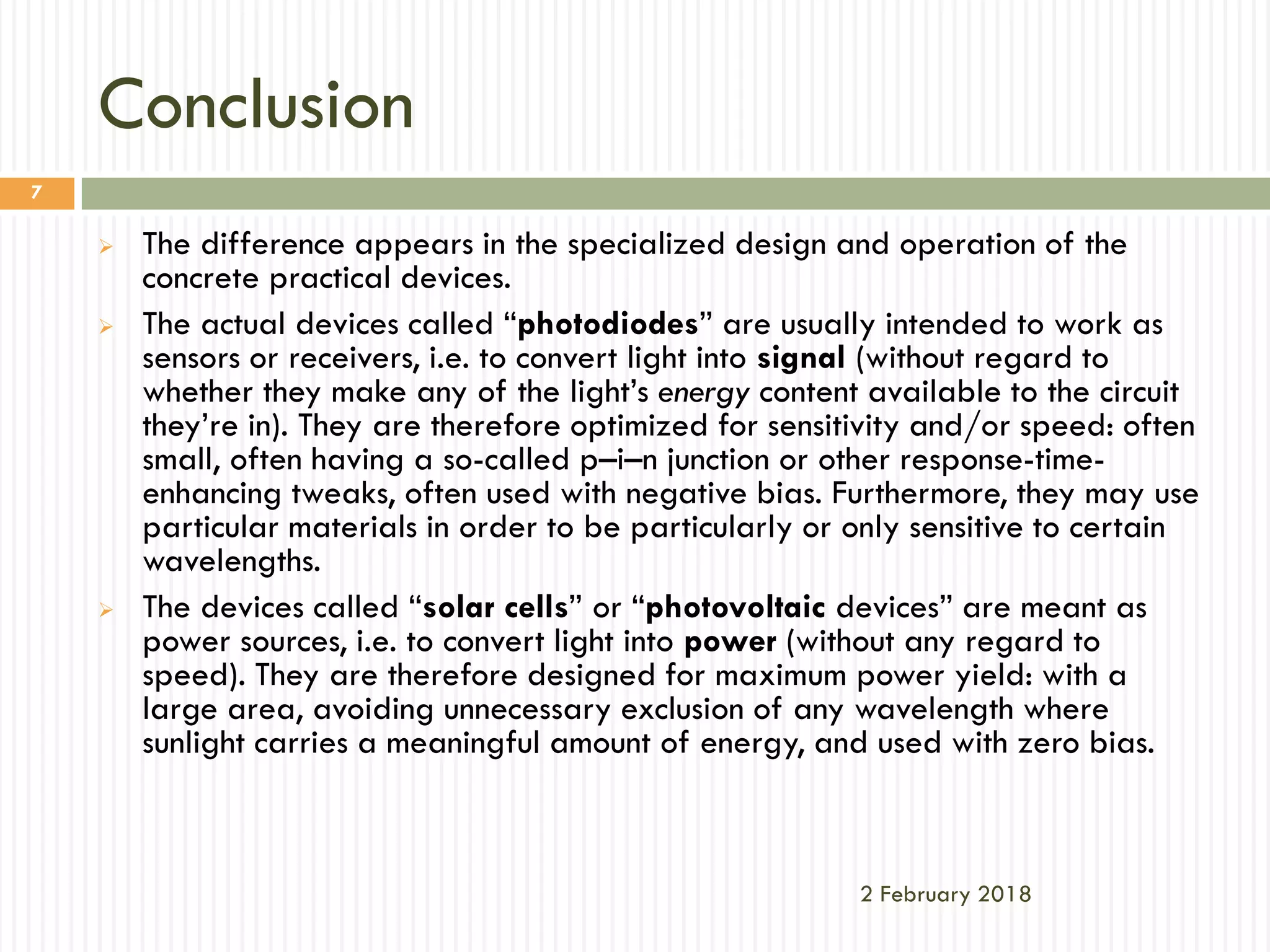 Solar Cells versus Photodiode | PDF