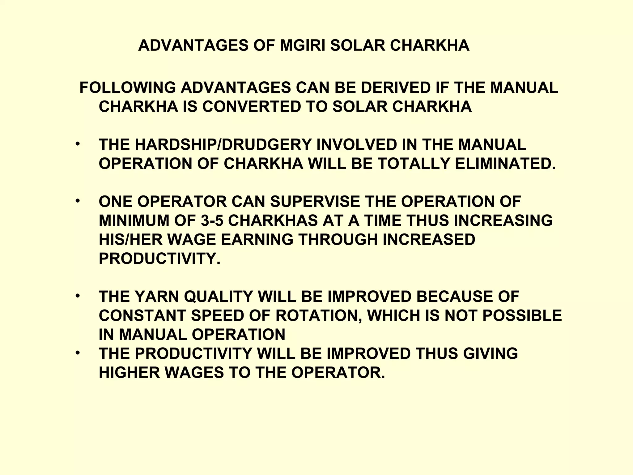 Solar charkha khadi production | PPT