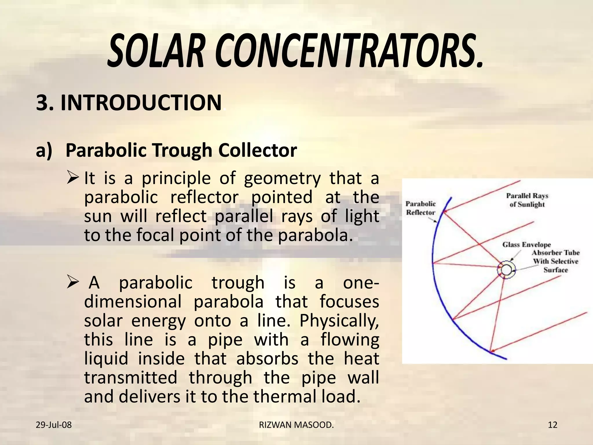 PARABOLIC TROUGH SOLAR CONCENTRATOR | PDF