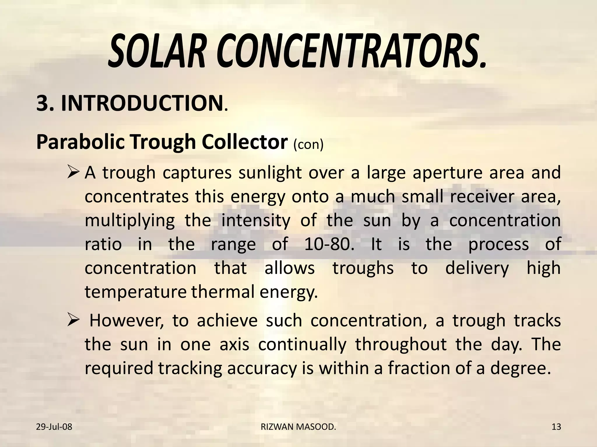 PARABOLIC TROUGH SOLAR CONCENTRATOR | PDF
