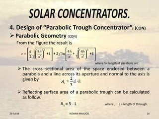 PARABOLIC TROUGH SOLAR CONCENTRATOR | PDF