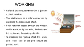 Solar cooker - Classifications and Working | PPTX