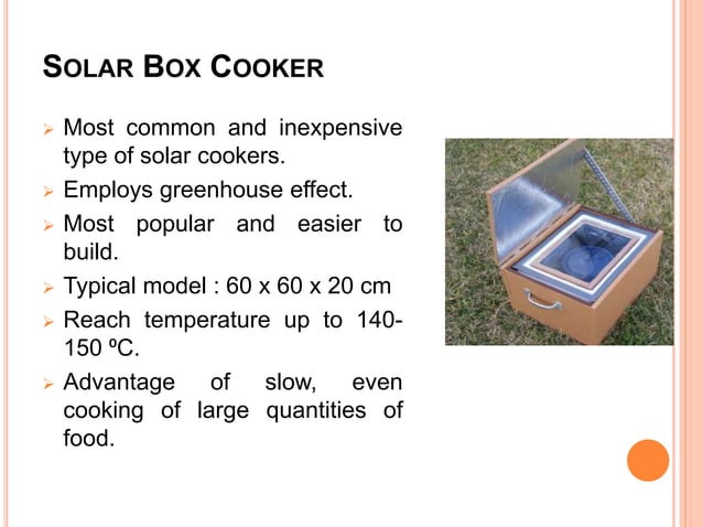 Solar cooker | PPTX | Home Appliances | Home & Garden