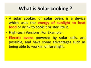 Solar cooking - Rechauffe - System Catering