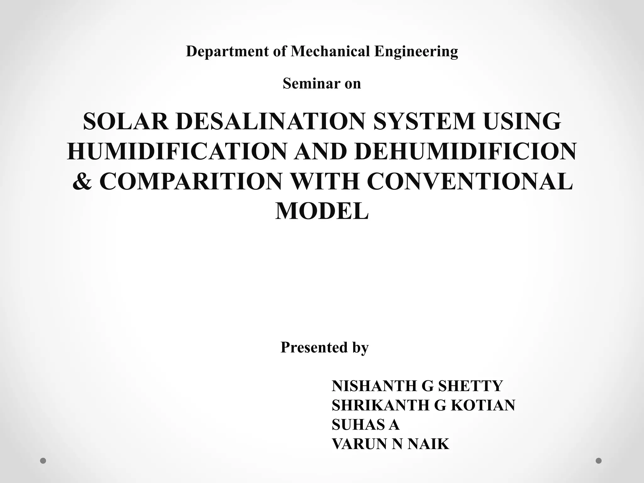 Solar desalination system | PPTX
