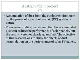 Solar dust cleaning system | PPTX